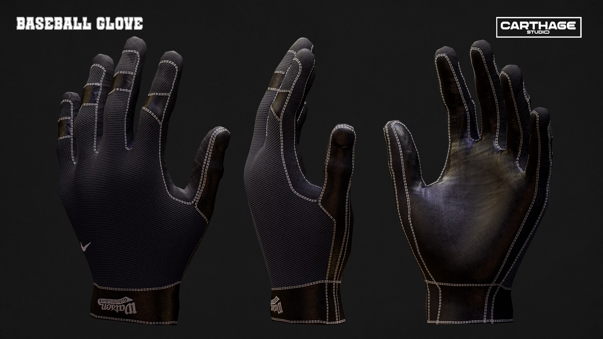 Baseball Realistic Gloves Pack - Fielding And Batting Gloves 3D Model ...