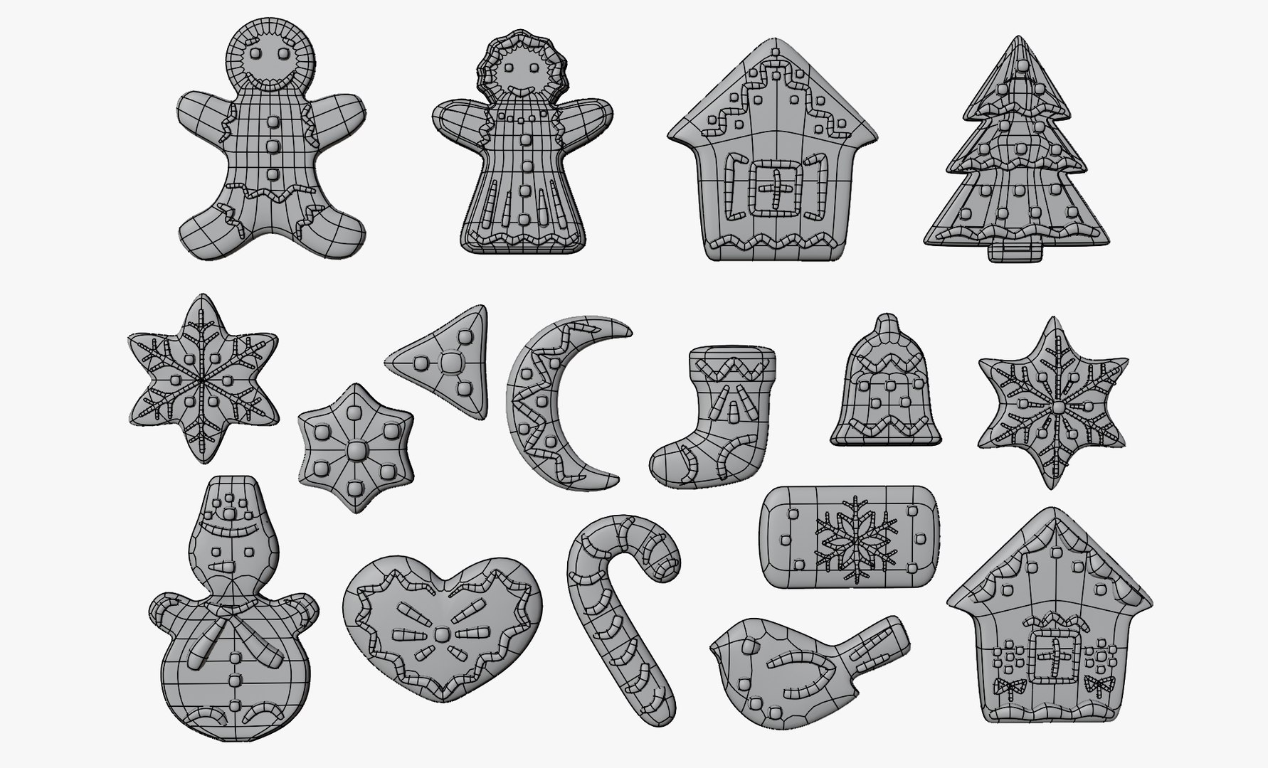 3D Gingerbread Cookies Model - TurboSquid 2180179