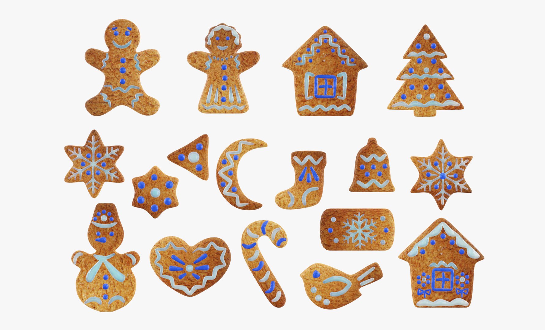 3D Gingerbread Cookies Model - TurboSquid 2180179