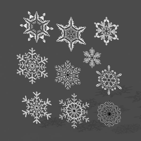 10 snowflakes 3ds