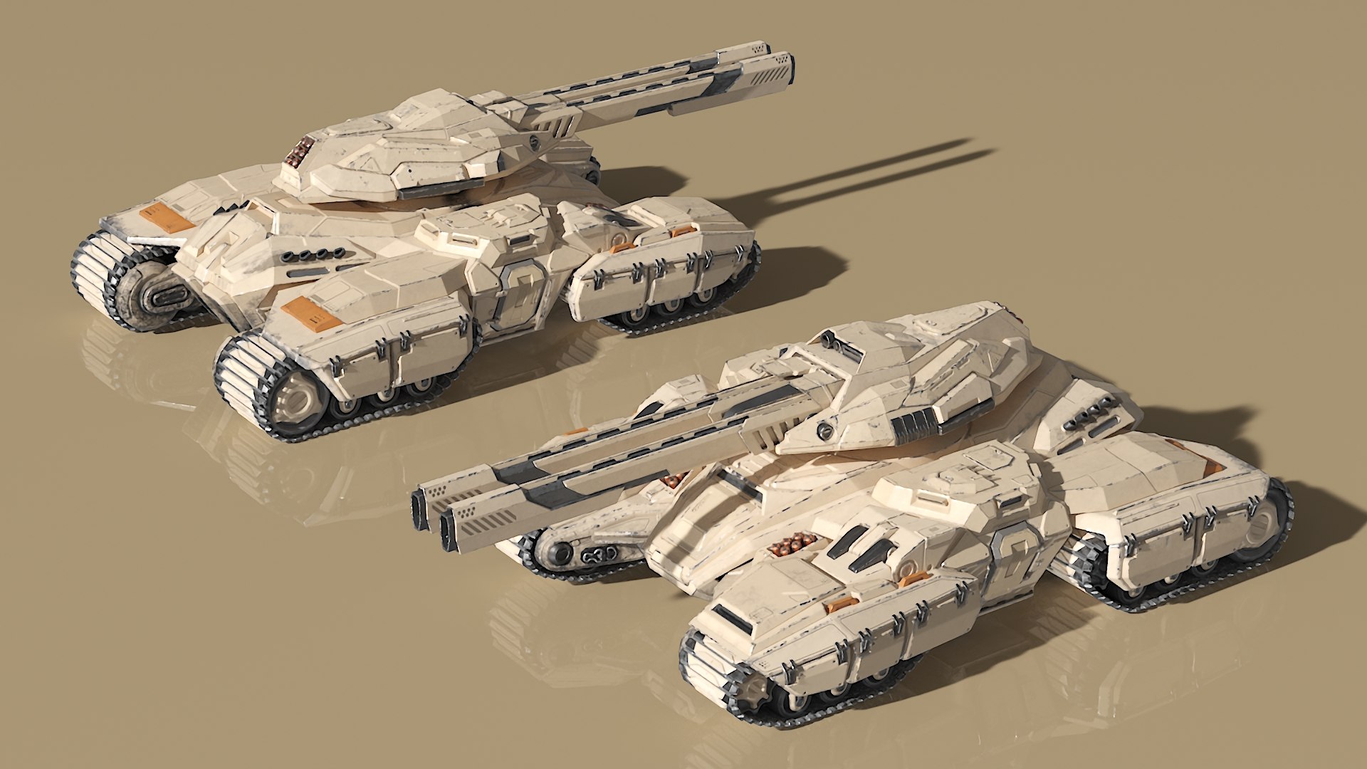 Sci Fi Artillery Battle Tank Sand Color Rigged 3D Model - TurboSquid ...