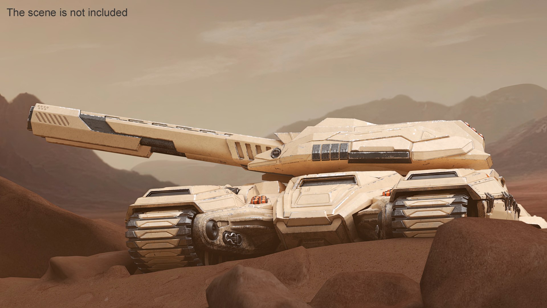 Sci Fi Artillery Battle Tank Sand Color Rigged 3D Model - TurboSquid 2311876