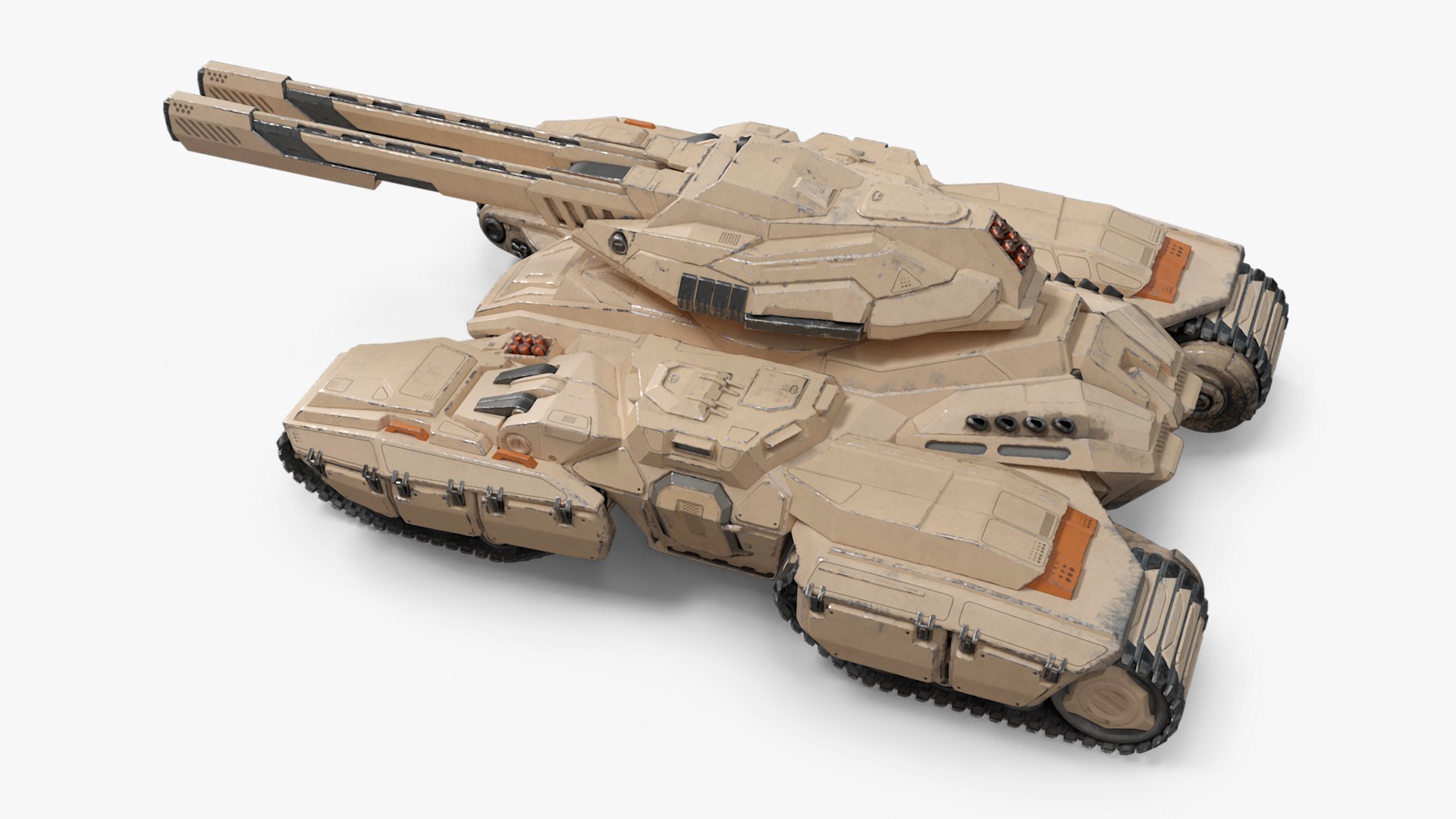 Sci Fi Artillery Battle Tank Sand Color Rigged 3D Model - TurboSquid ...