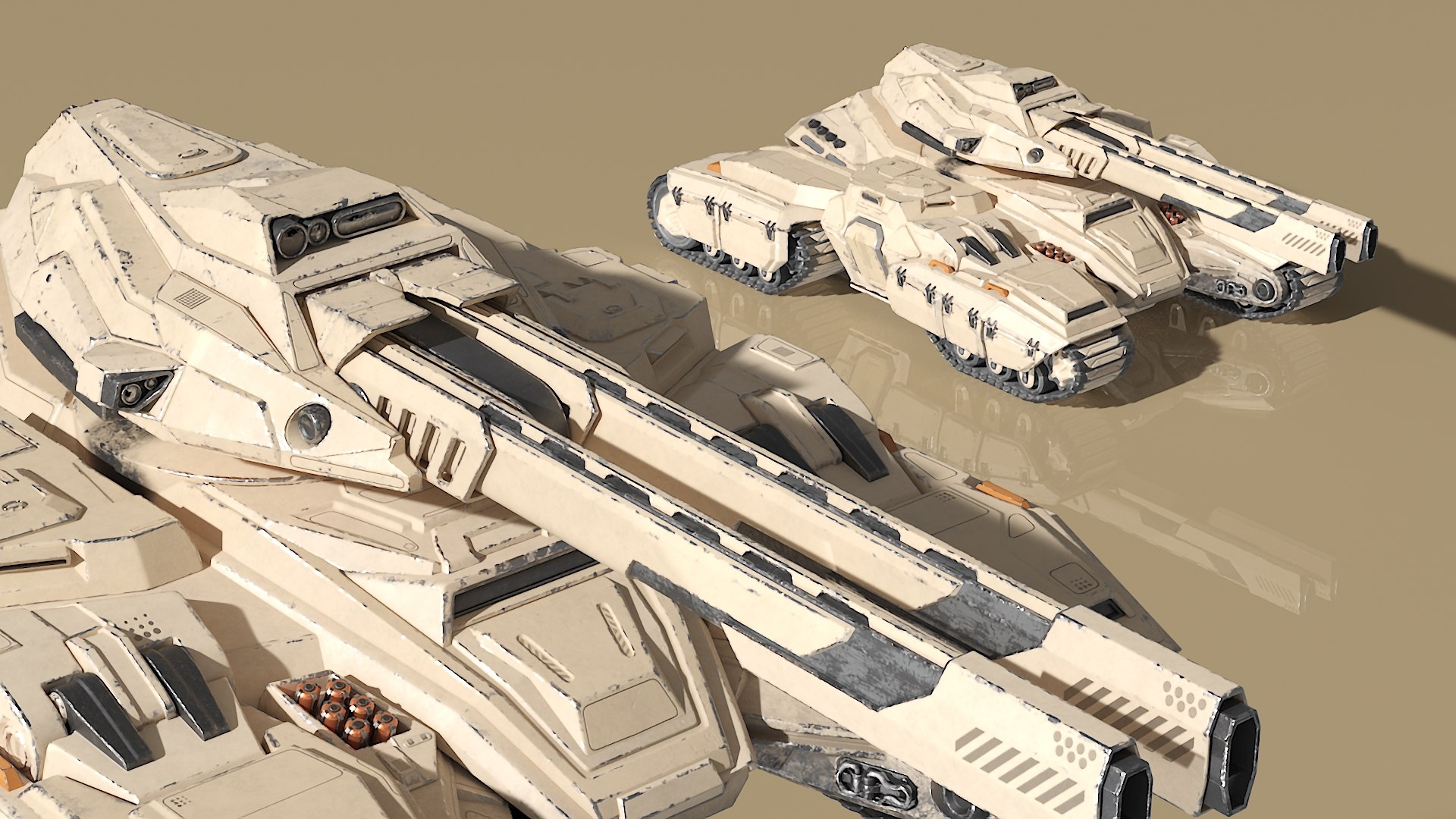 Sci Fi Artillery Battle Tank Sand Color Rigged 3D Model - TurboSquid 2311876