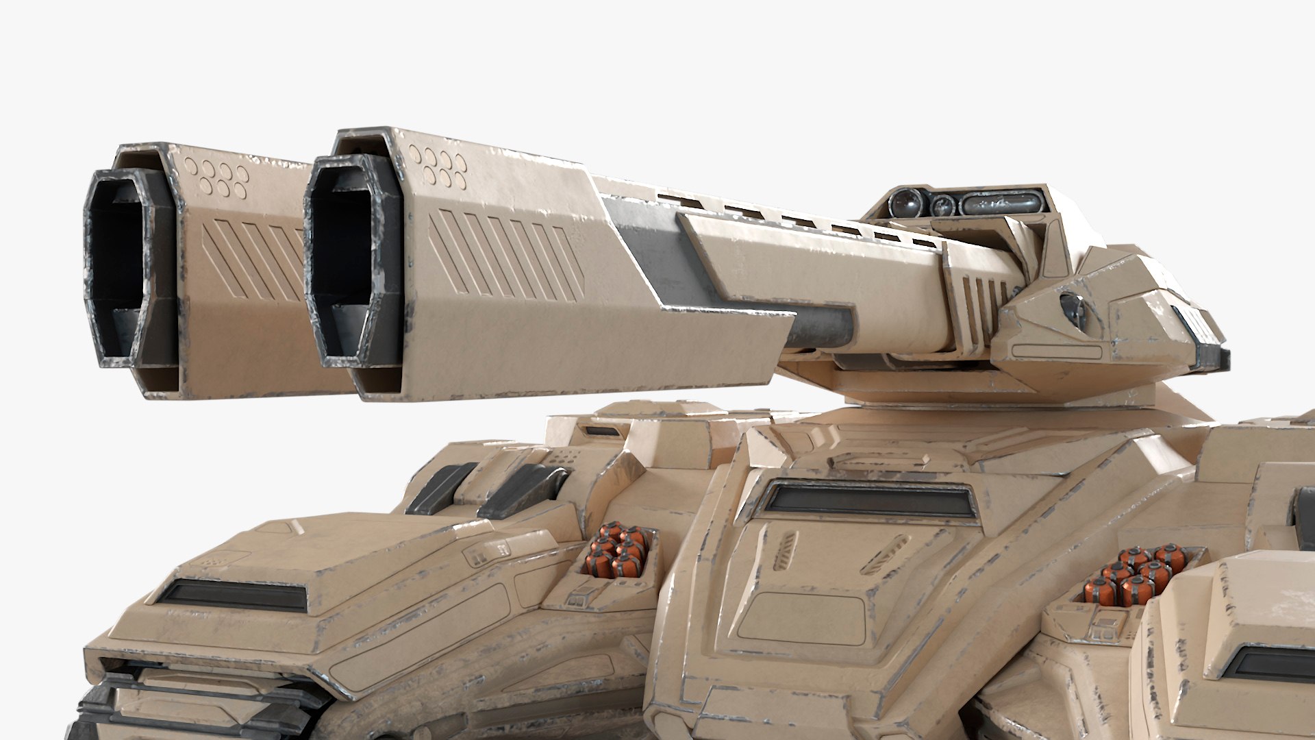 Sci Fi Artillery Battle Tank Sand Color Rigged 3D Model - TurboSquid ...
