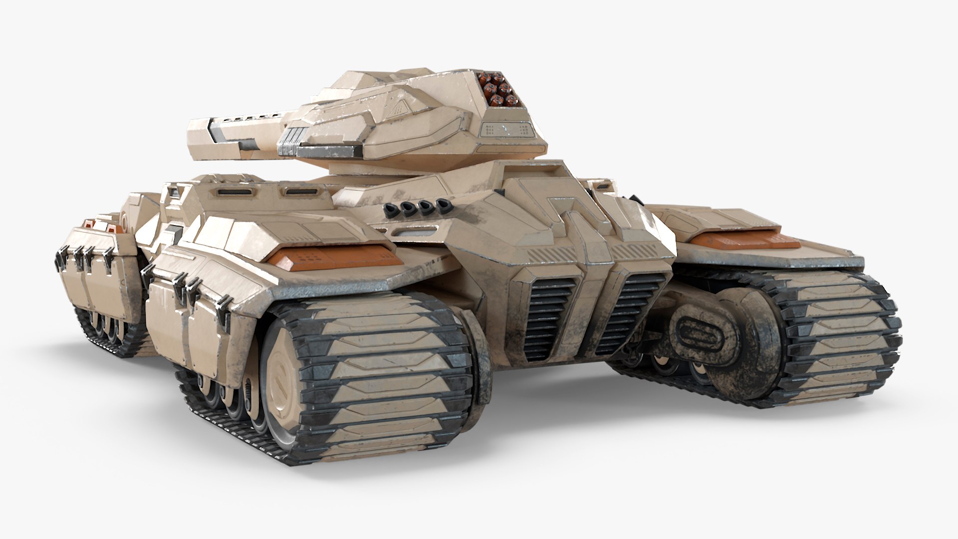 Sci Fi Artillery Battle Tank Sand Color Rigged 3D Model - TurboSquid ...