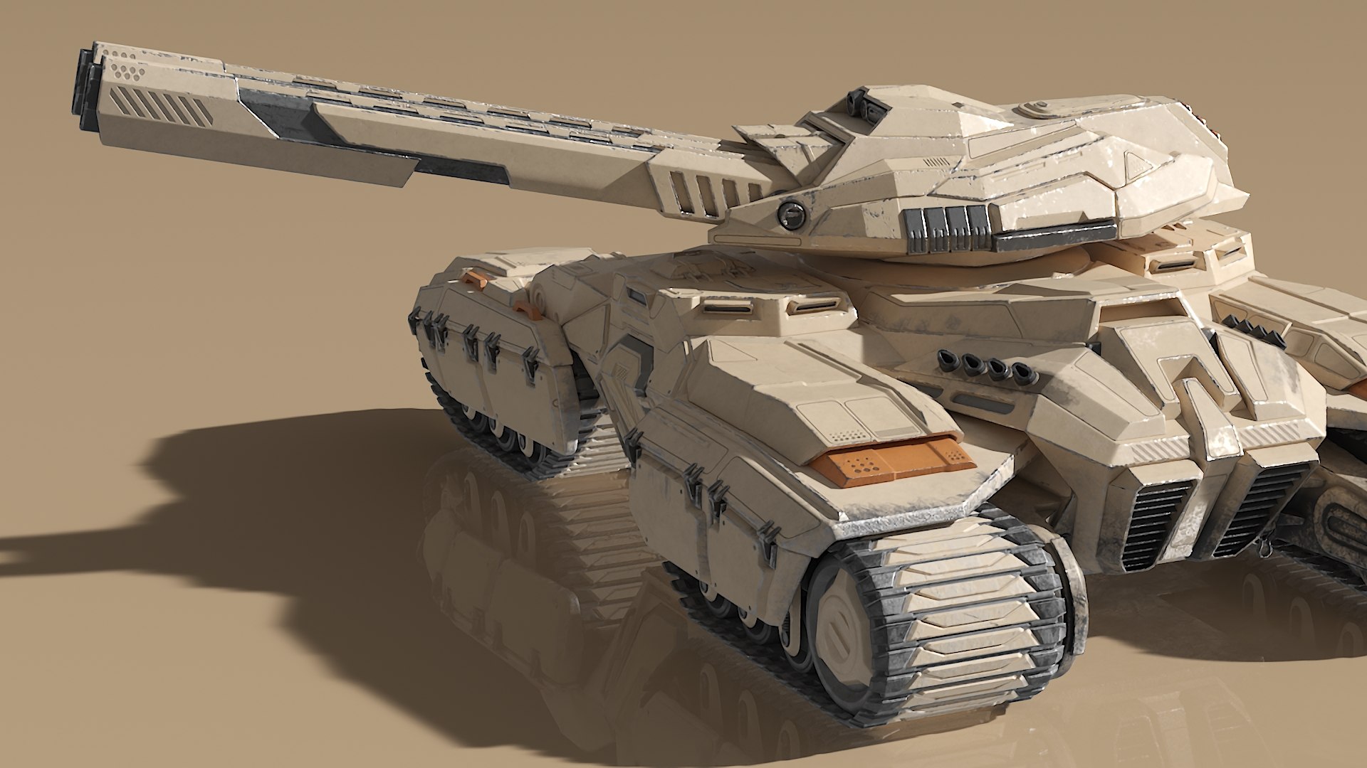 Sci Fi Artillery Battle Tank Sand Color Rigged 3D Model - TurboSquid ...