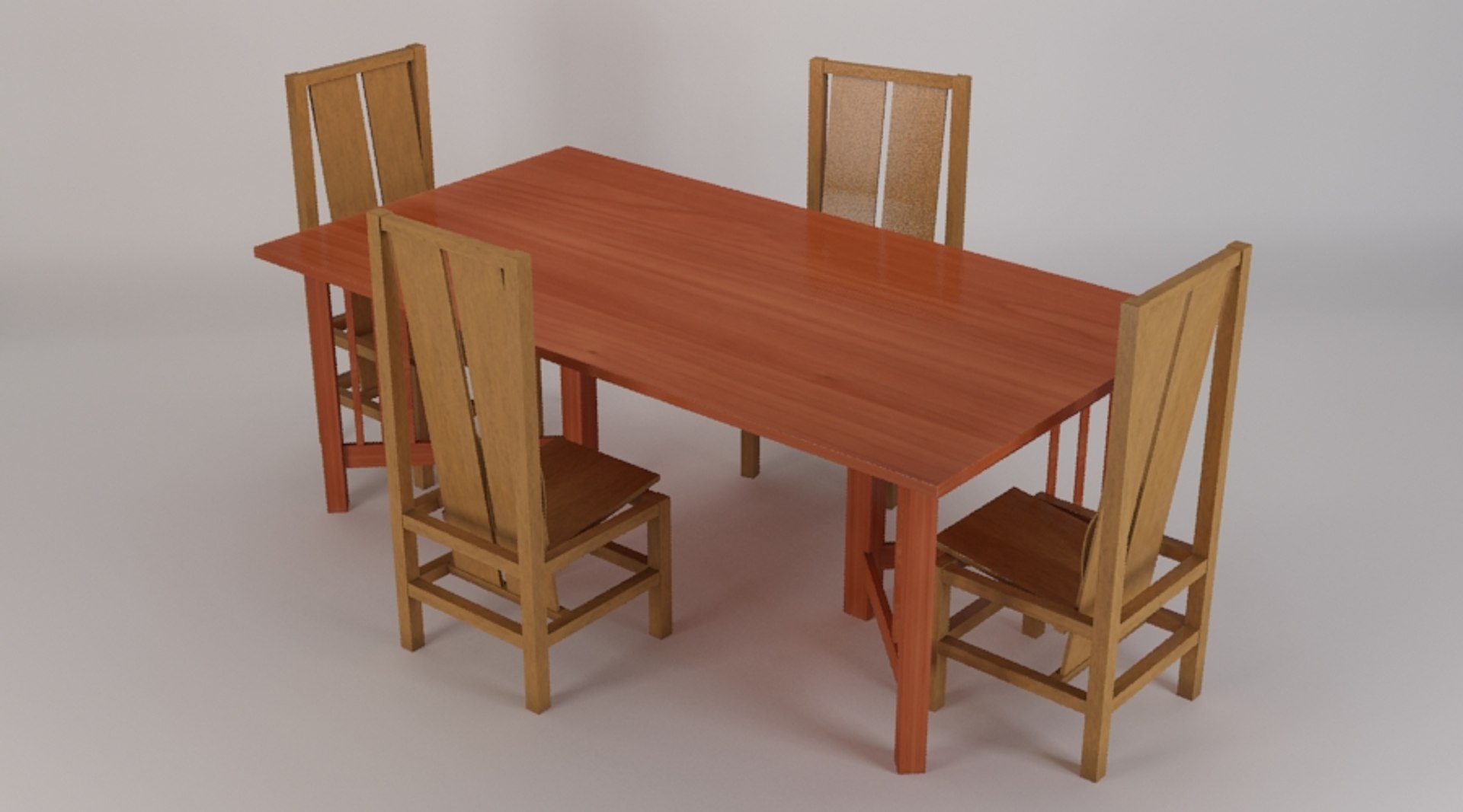3d model dining table 4 chairs