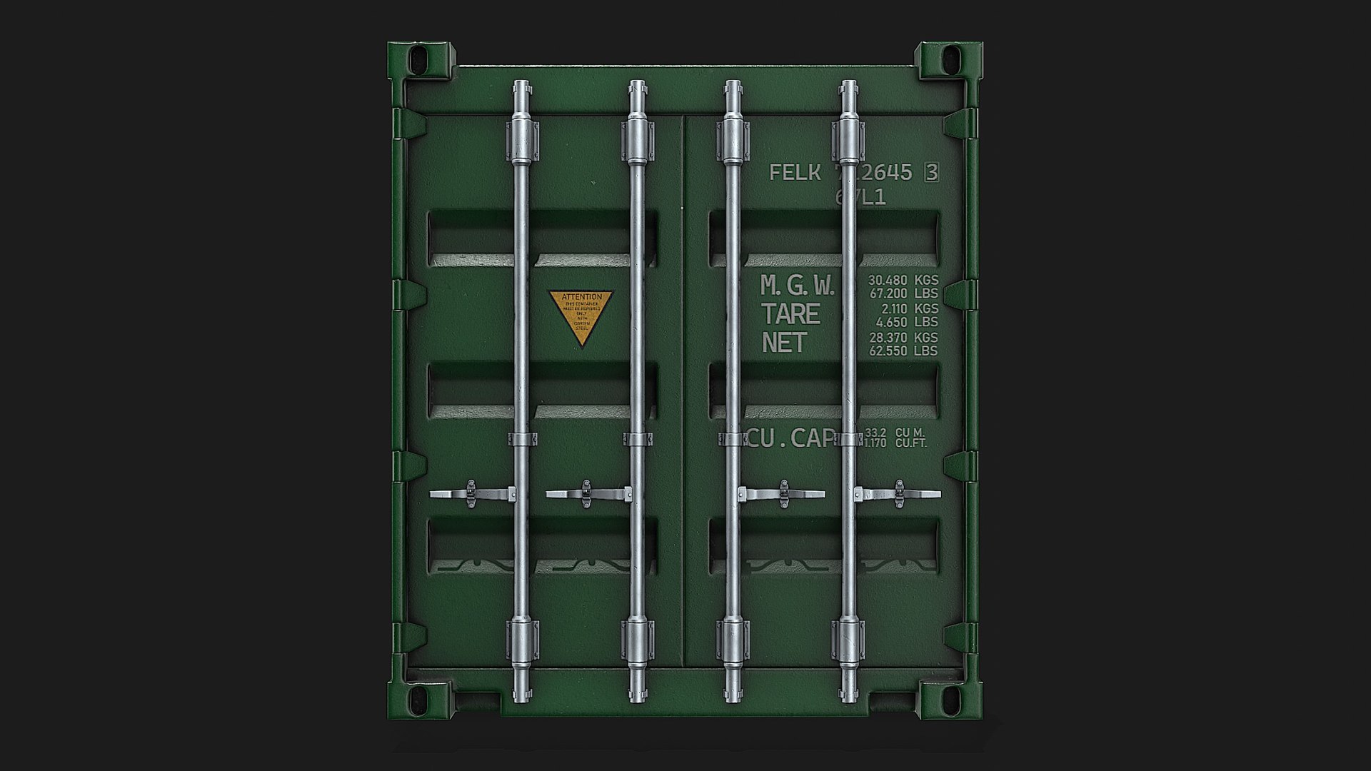 20ft Shipping Container - Green 3D Model - TurboSquid 2150735