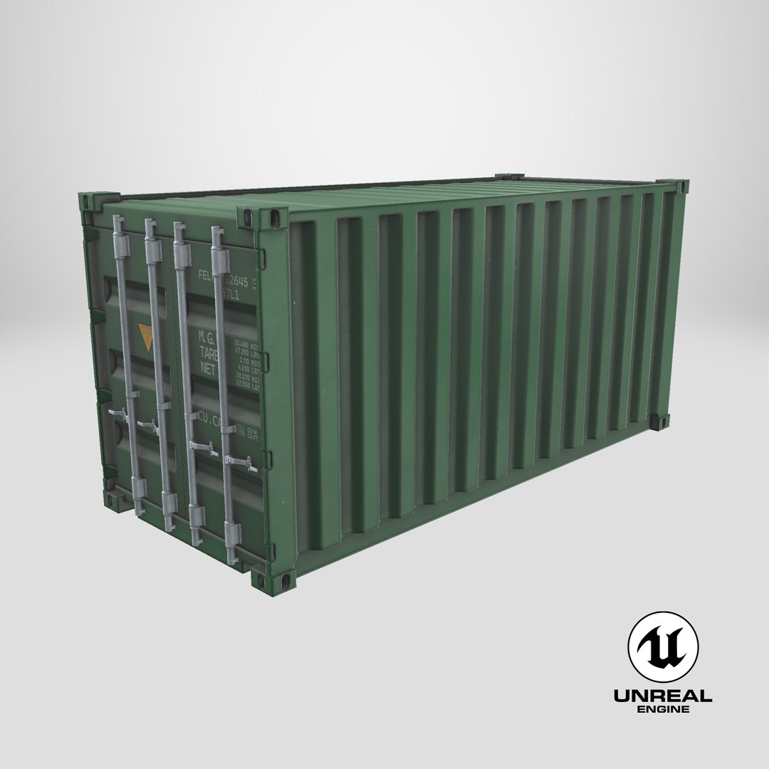 20ft Shipping Container - Green 3D Model - TurboSquid 2150735