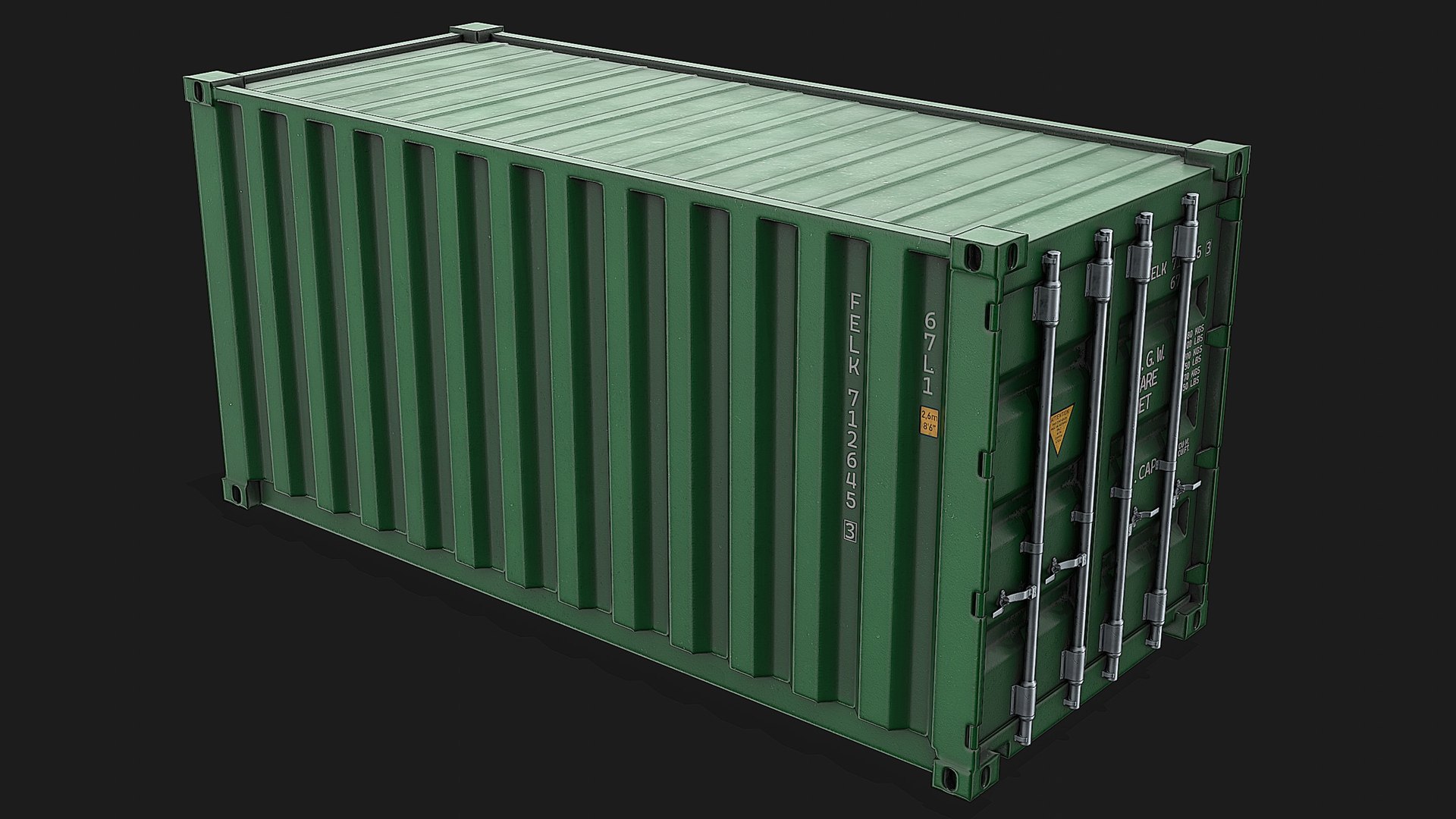 20ft Shipping Container - Green 3D Model - TurboSquid 2150735