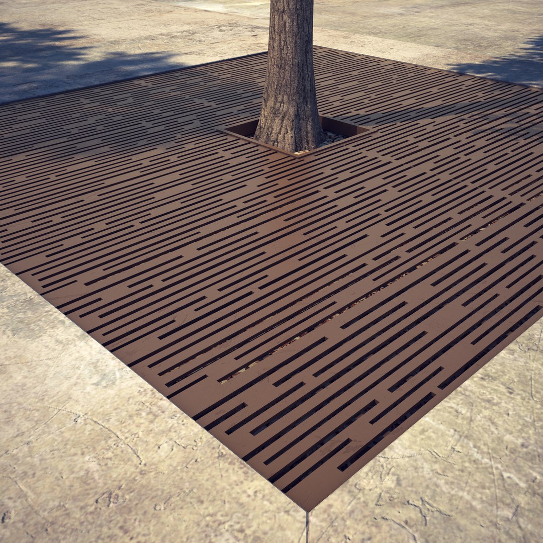 iron tree grate square 3d obj