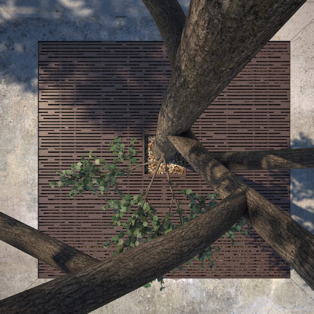 iron tree grate square 3d obj