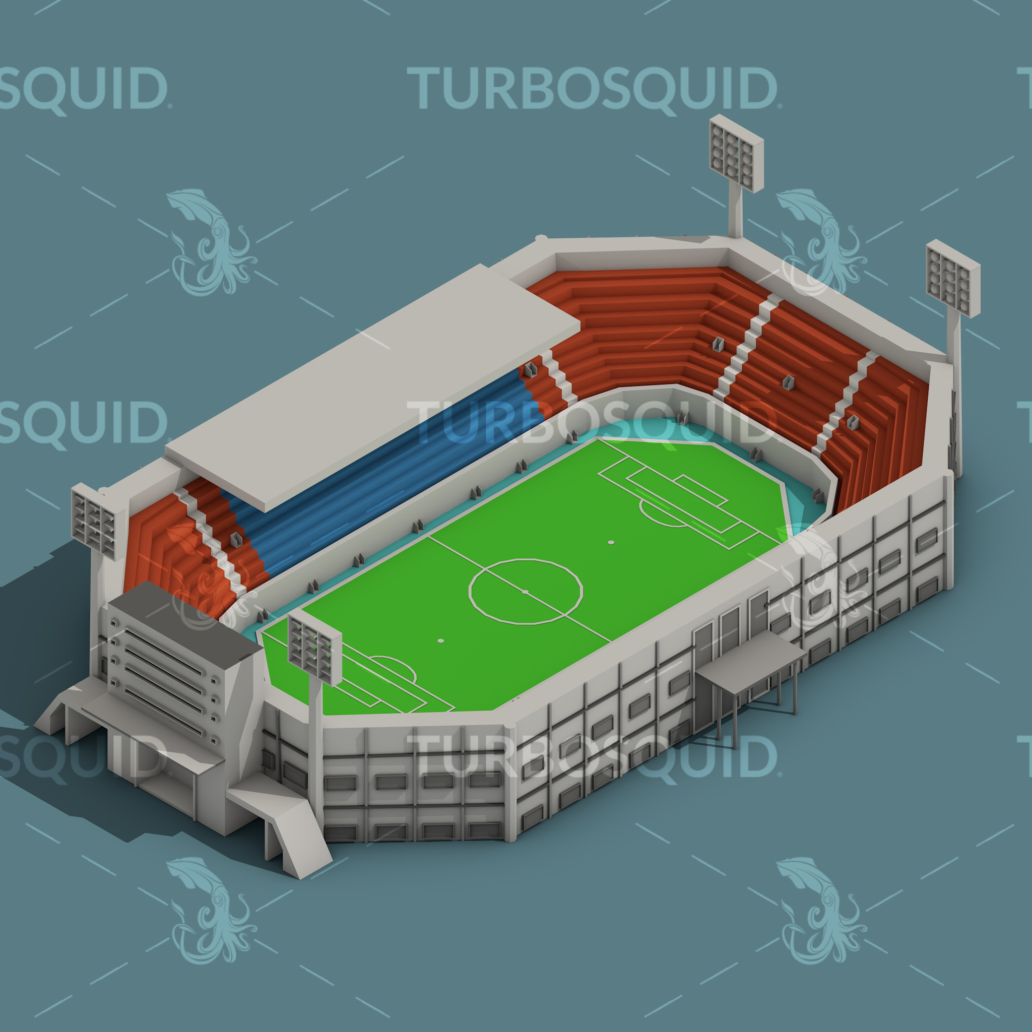 3D Low Poly Stadium Set Isometric Icon model - TurboSquid 1721613