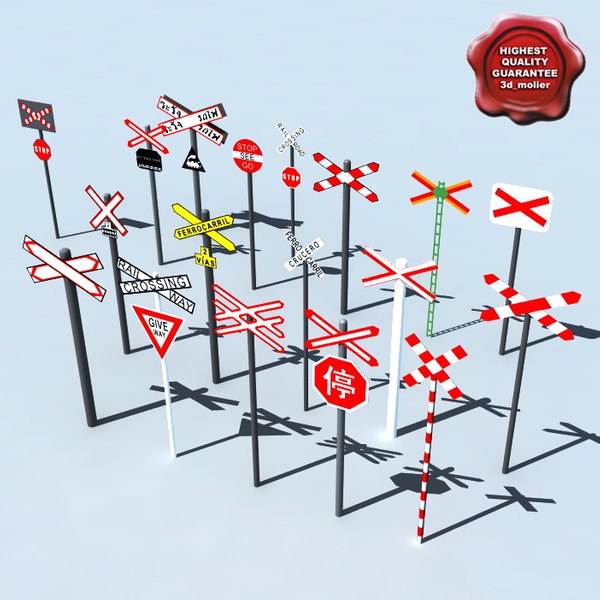 railroad signs 3d model