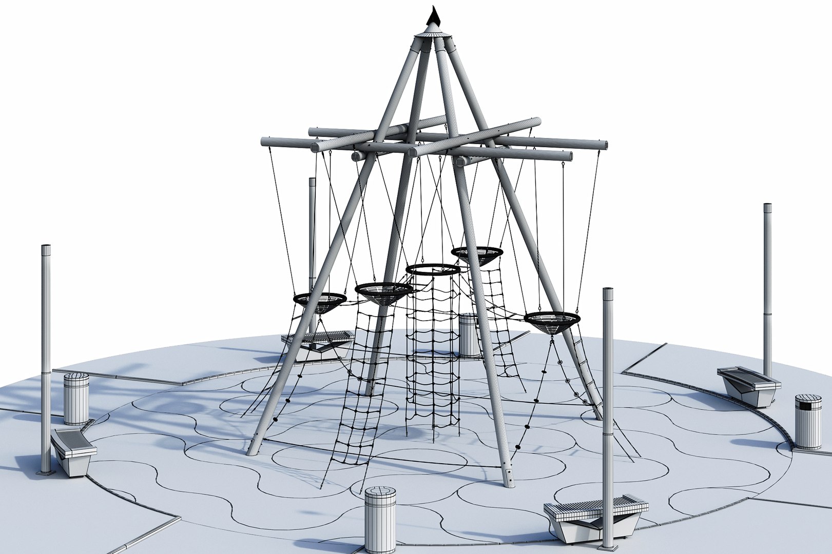 3D children rope playground model - TurboSquid 1682602