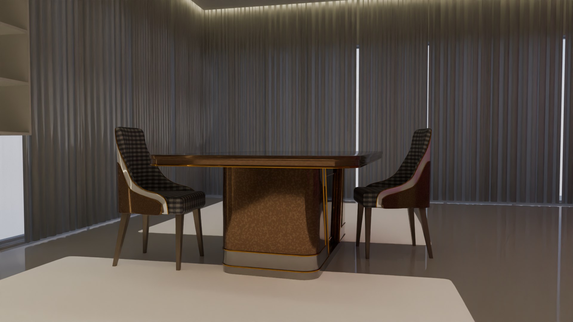 3D Golden Luxe Dining Table Elegance Model - TurboSquid 2205253