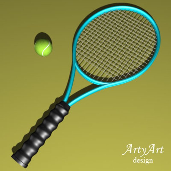 tennis racket ball 3d model