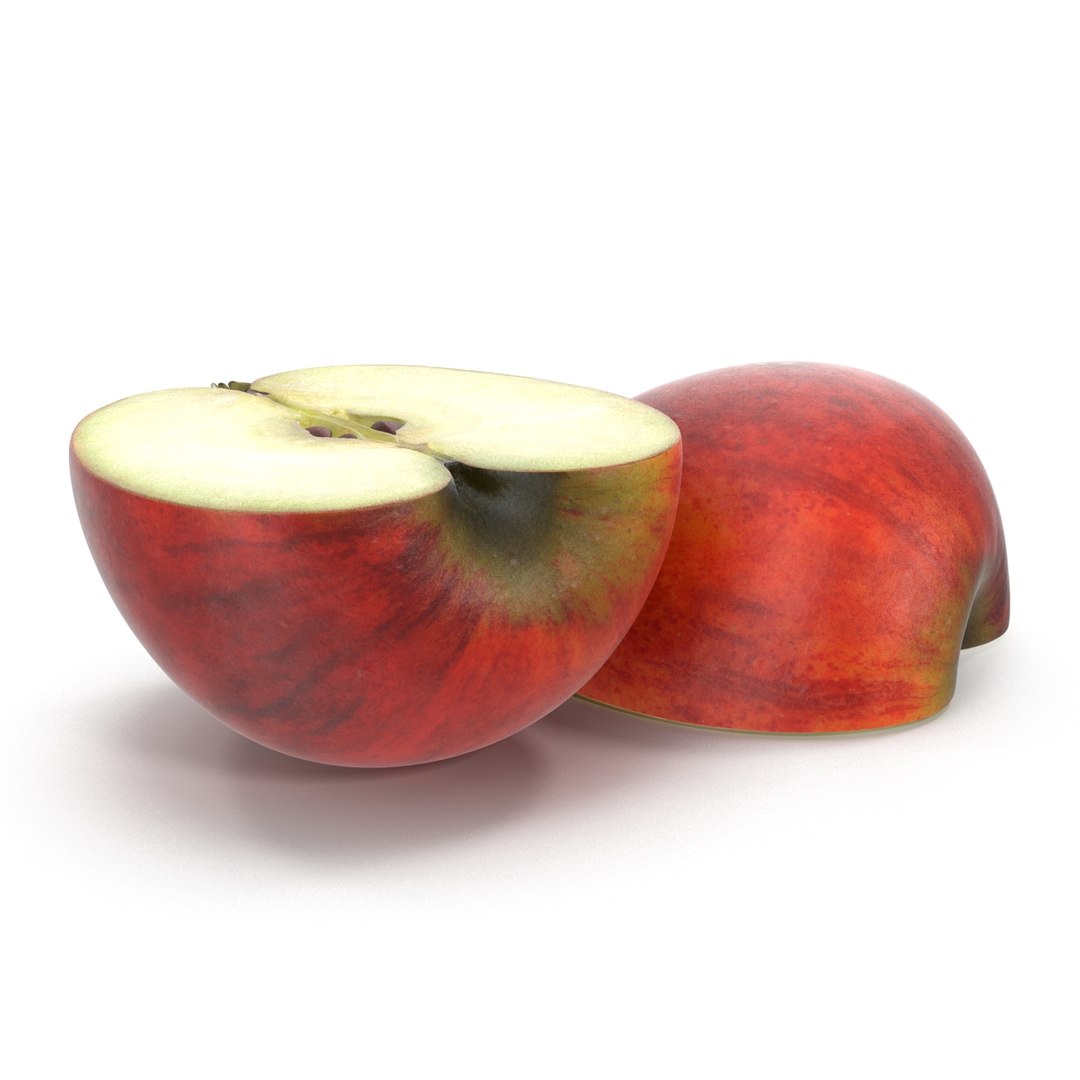 3d red apple half