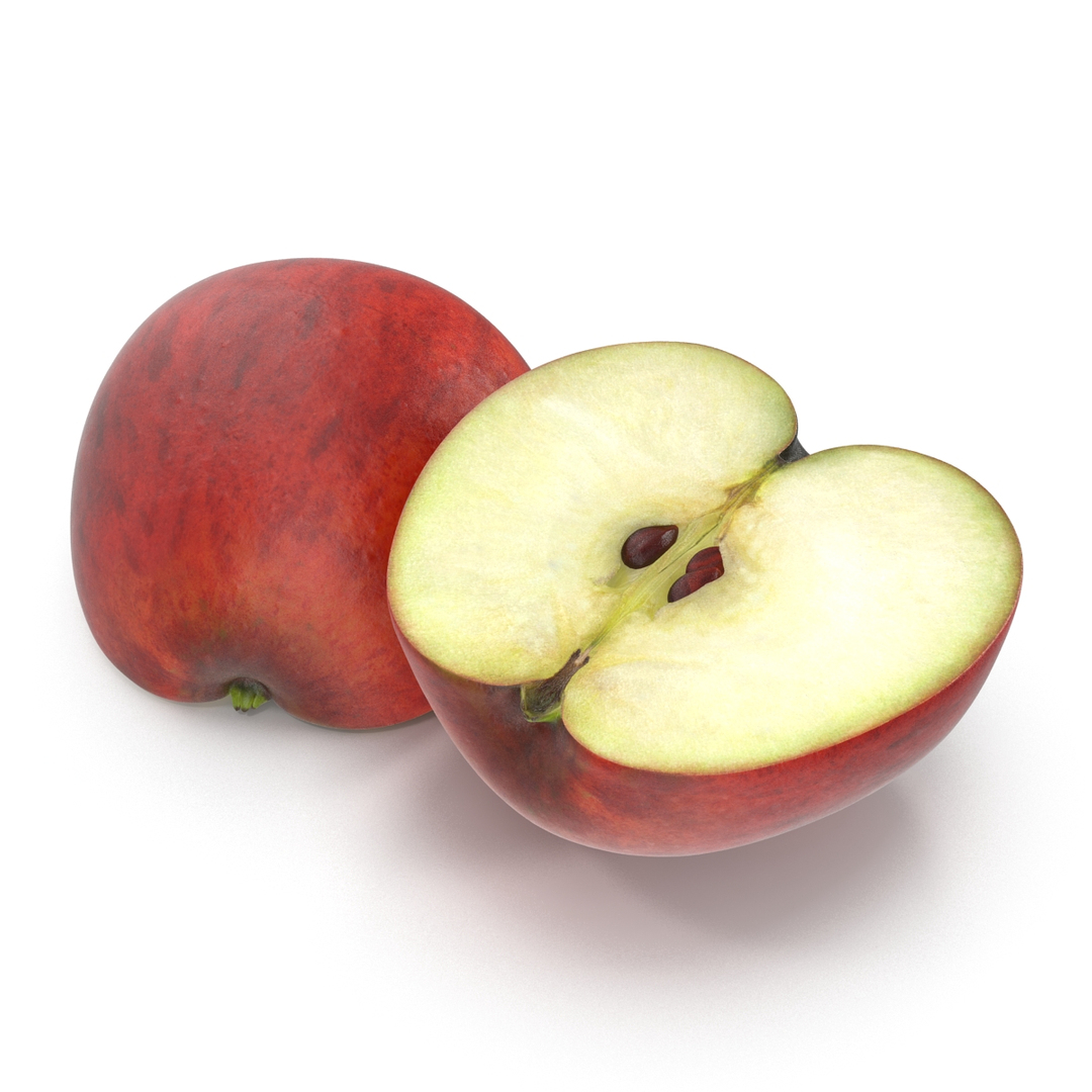 3d red apple half