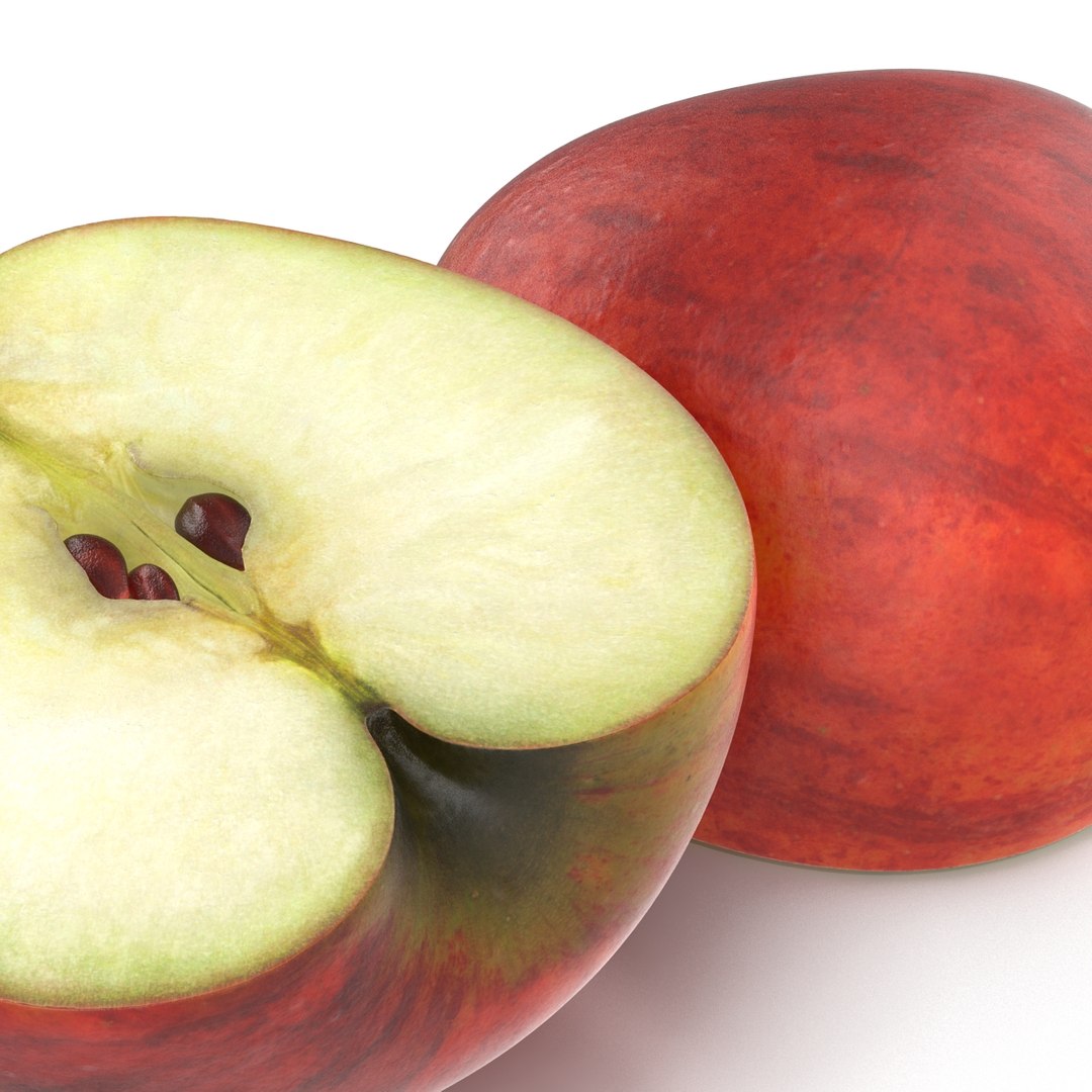 3d red apple half