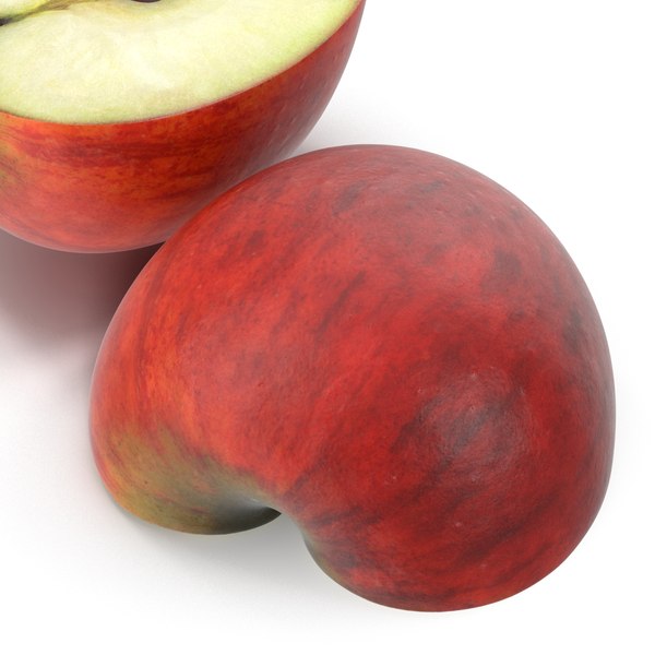3d red apple half