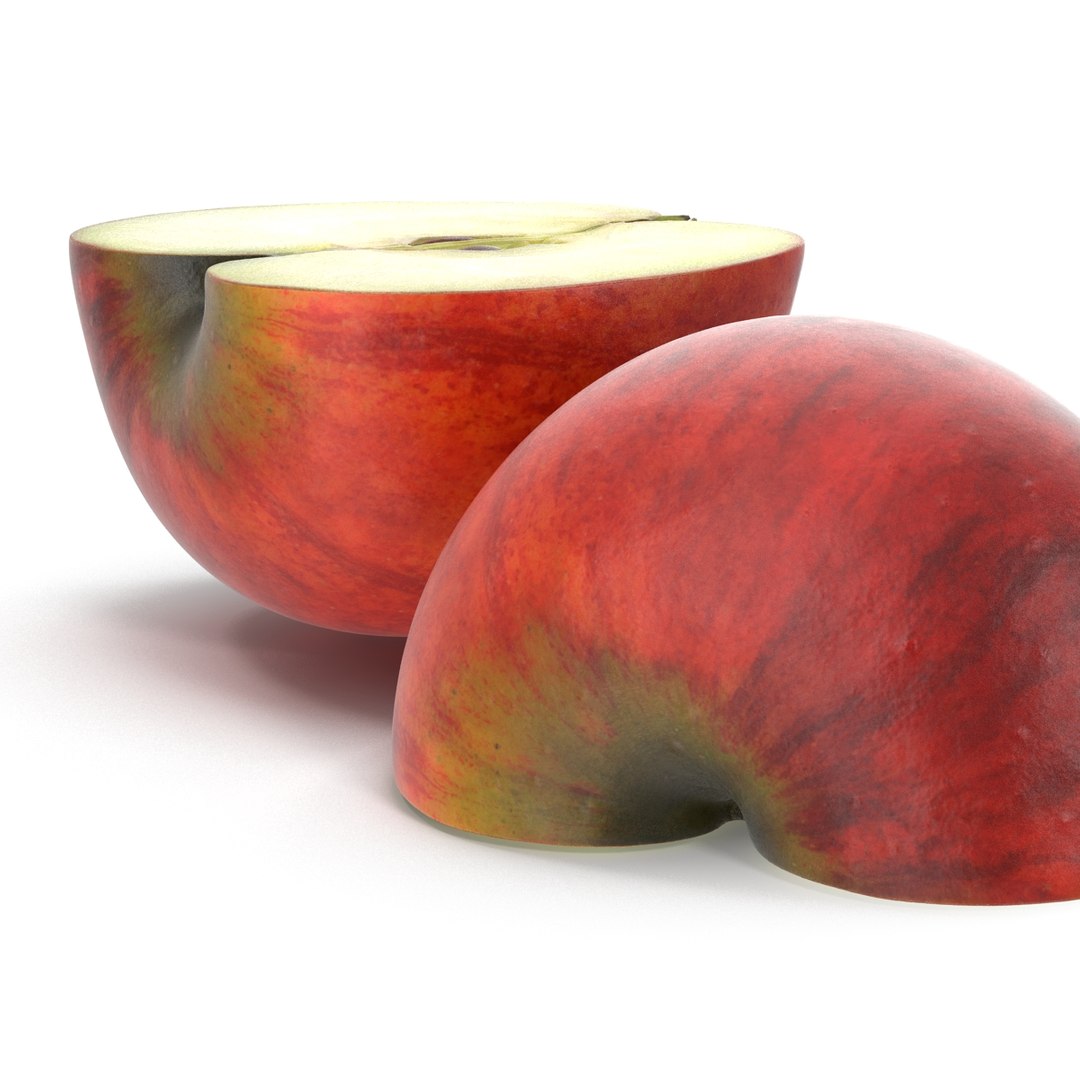 3d red apple half