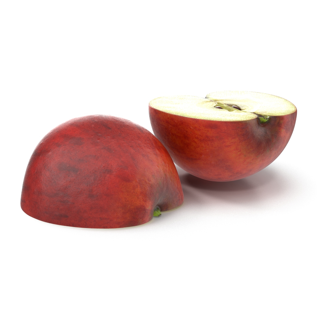 3d red apple half