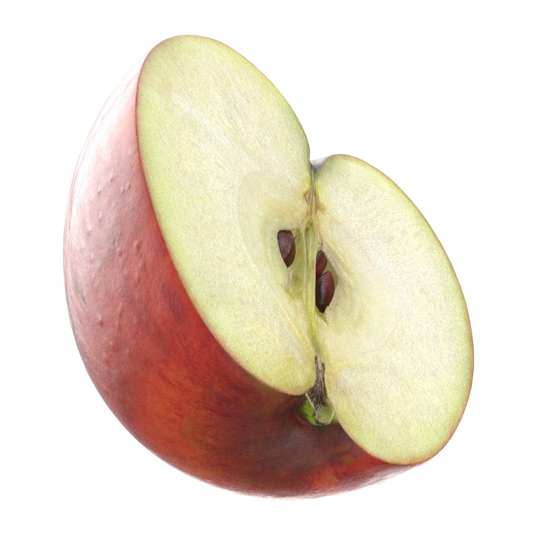 3d red apple half