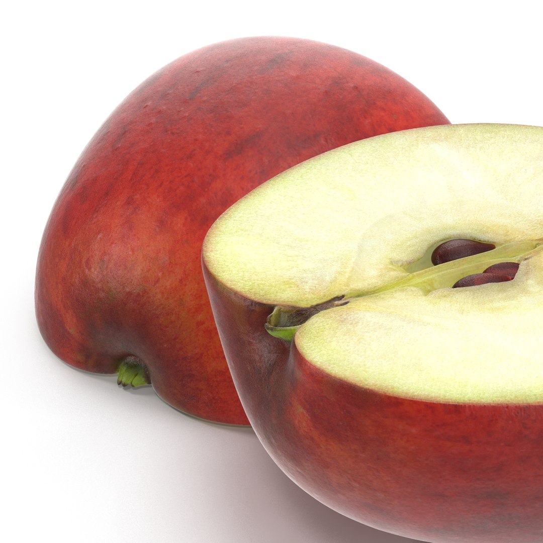 3d red apple half