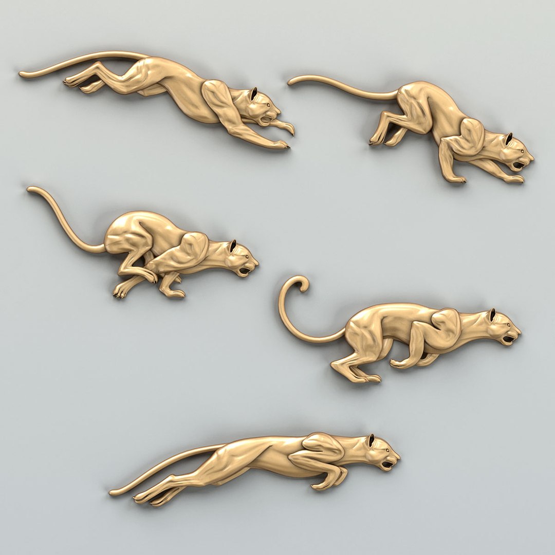3D Animal decor 002 Running panthers Five poses - TurboSquid 1953723