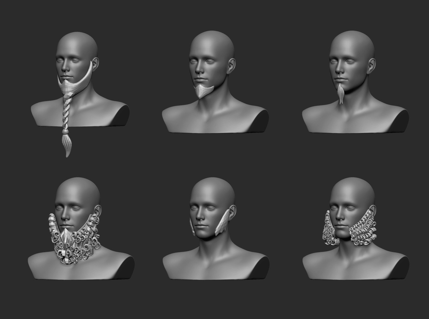 3D Model 30 Low Poly Moustache And Beard Base Mesh IMM Brush Set For ...