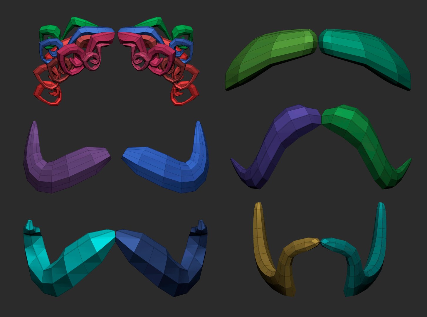 3D Model 30 Low Poly Moustache And Beard Base Mesh IMM Brush Set For ...