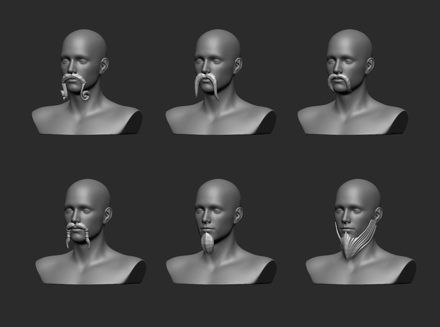 3D Model 30 Low Poly Moustache And Beard Base Mesh IMM Brush Set For ...