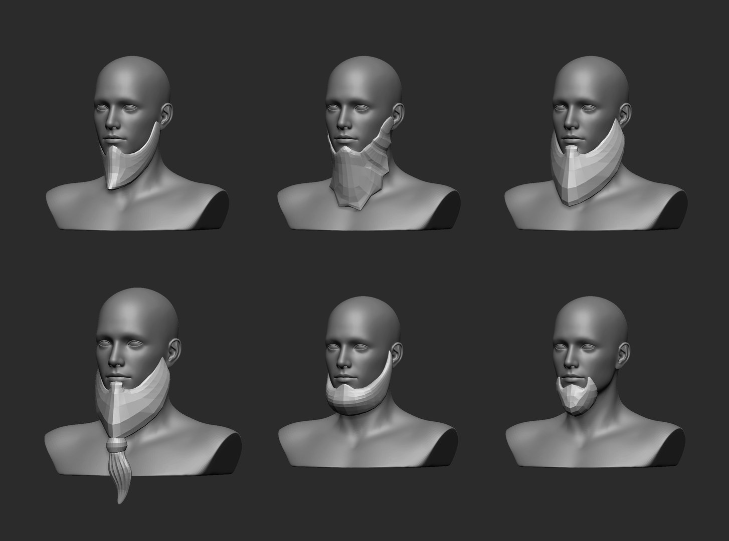 3D Model 30 Low Poly Moustache And Beard Base Mesh IMM Brush Set For ...