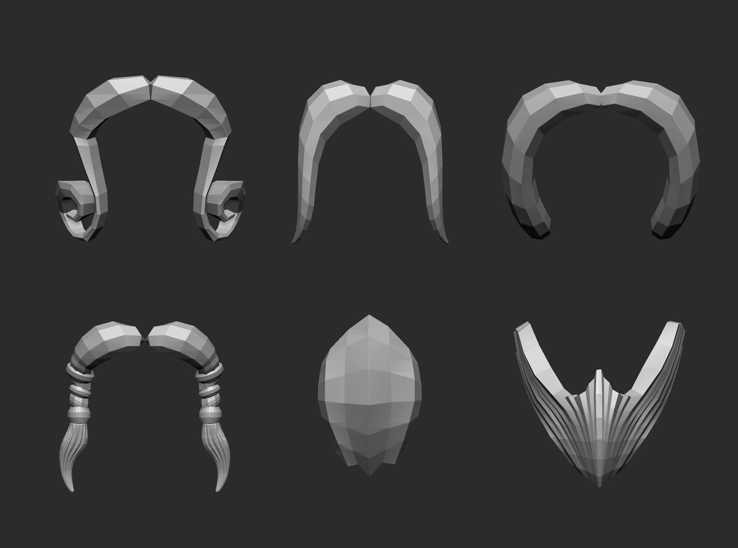 3D Model 30 Low Poly Moustache And Beard Base Mesh IMM Brush Set For ...