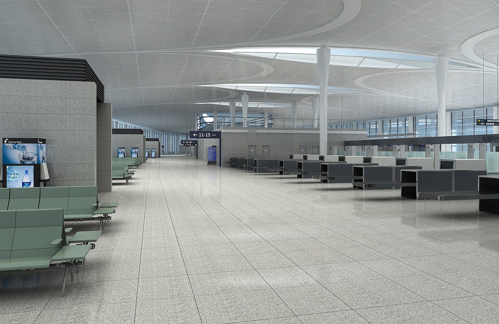 3D Airport Terminal Interior 01 - TurboSquid 2229939