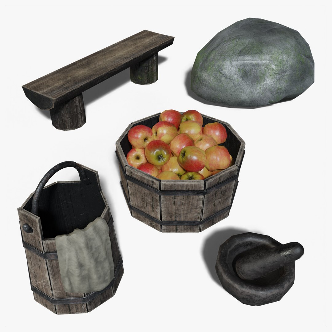 3D Model Medieval Props Low Poly PBR - TurboSquid 1985558