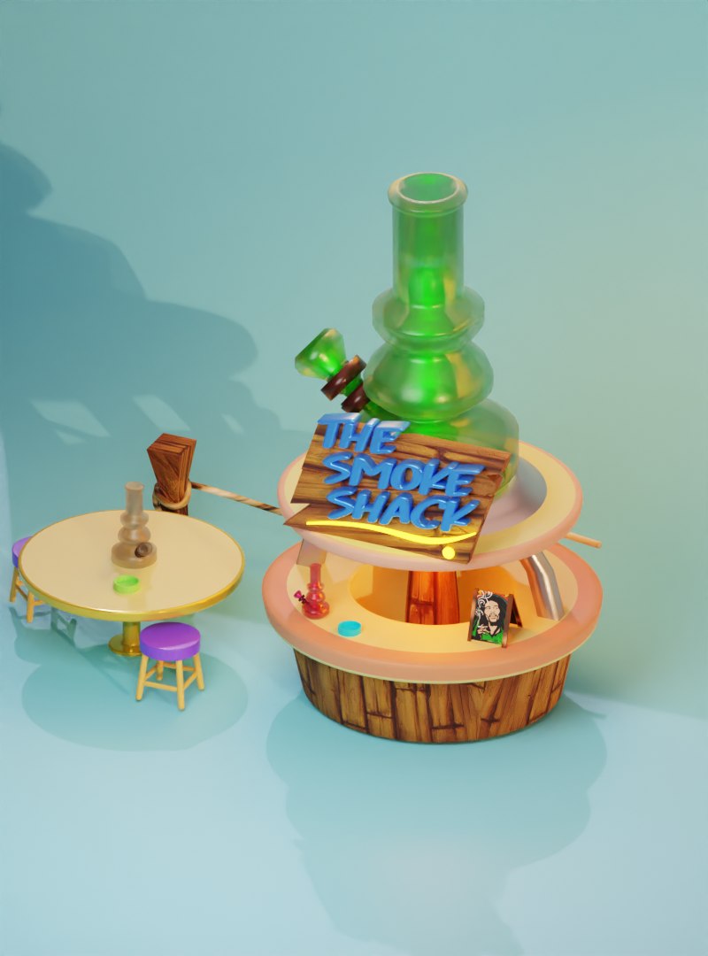 3D A Bong Shop Blender Lowpoly Low-poly 3D Model - TurboSquid 1938782