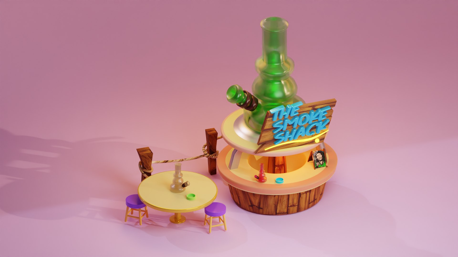 3D A Bong Shop Blender Lowpoly Low-poly 3D Model - TurboSquid 1938782