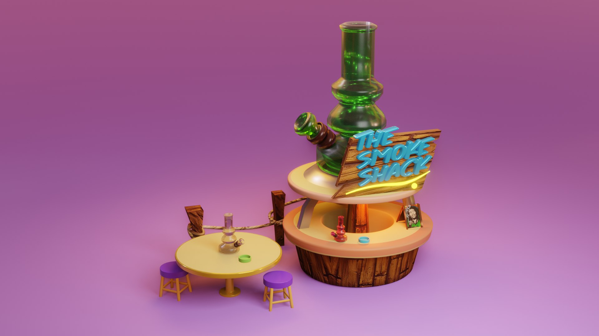 3D A Bong Shop Blender Lowpoly Low-poly 3D Model - TurboSquid 1938782