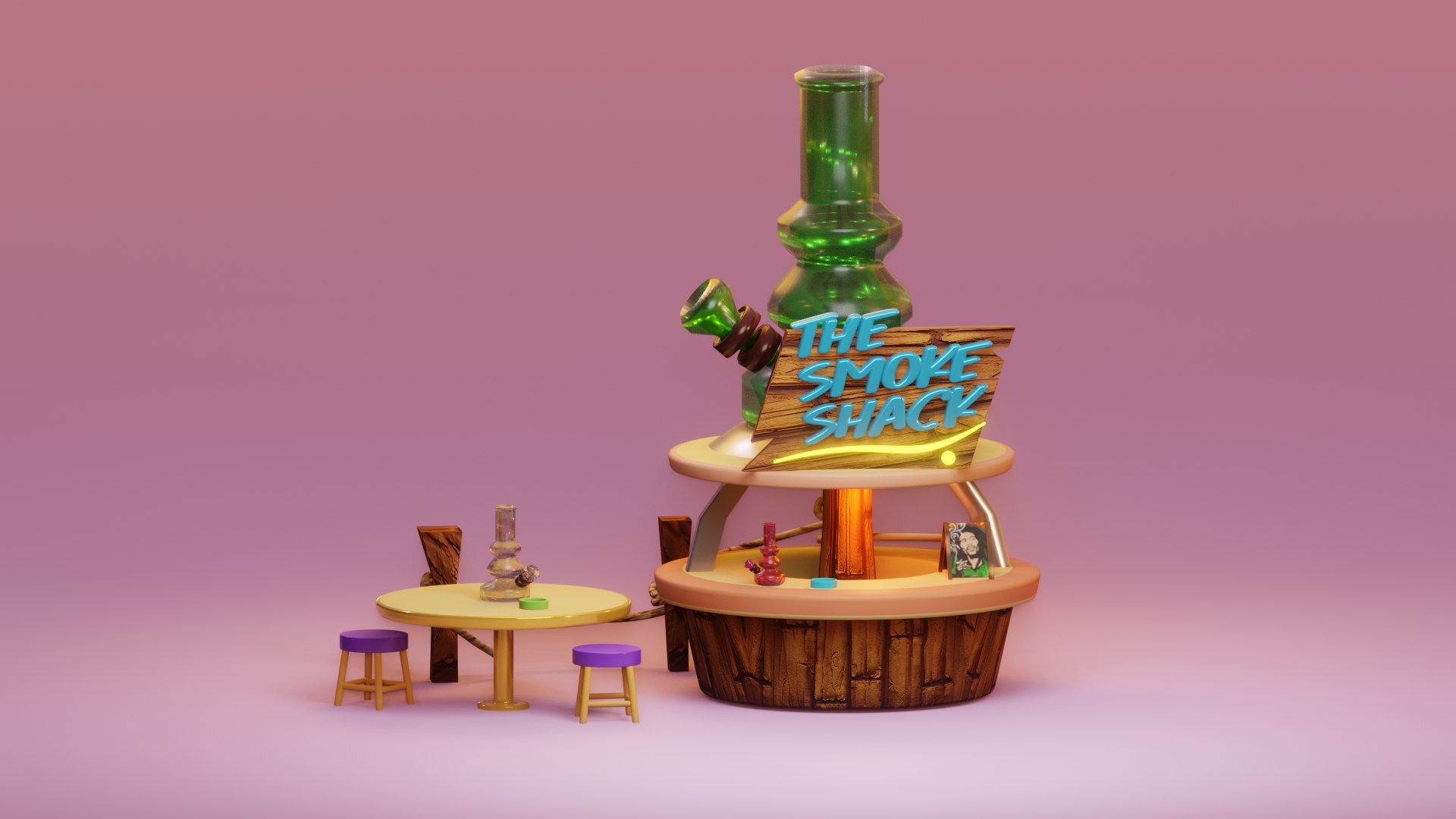 3D A Bong Shop Blender Lowpoly Low-poly 3D Model - TurboSquid 1938782