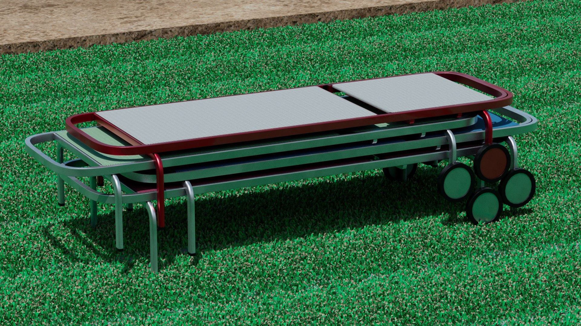 3D Atlas Sun Lounger With Wheels Red - TurboSquid 2379093