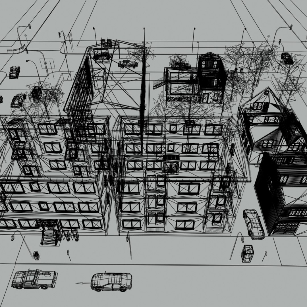 Urban Block Buildings 3d Model