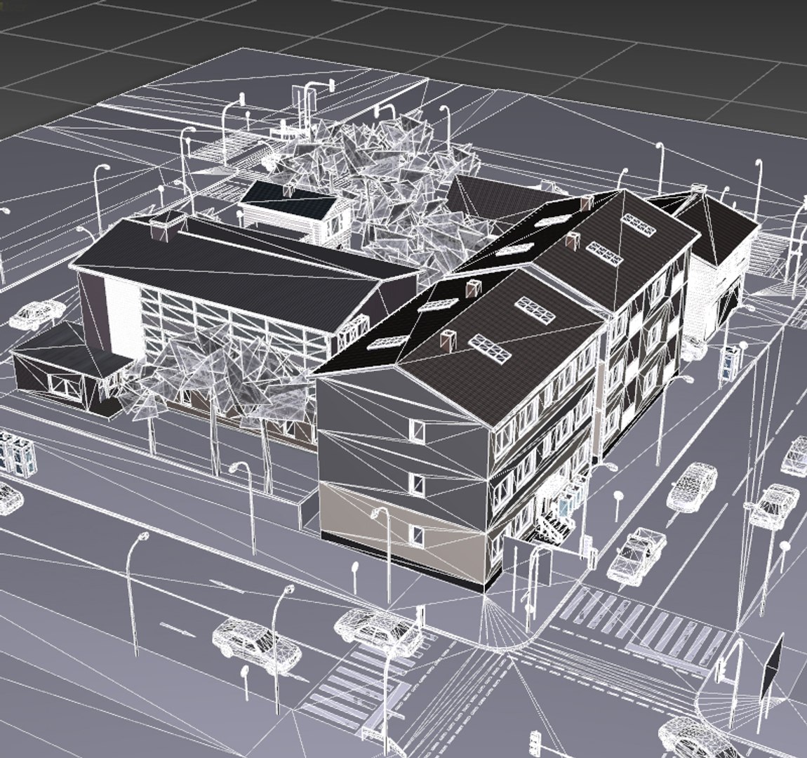 Urban Block Buildings 3d Model