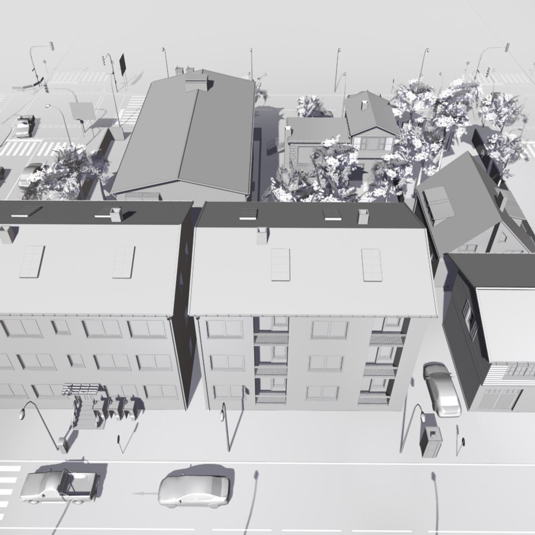 Urban Block Buildings 3d Model
