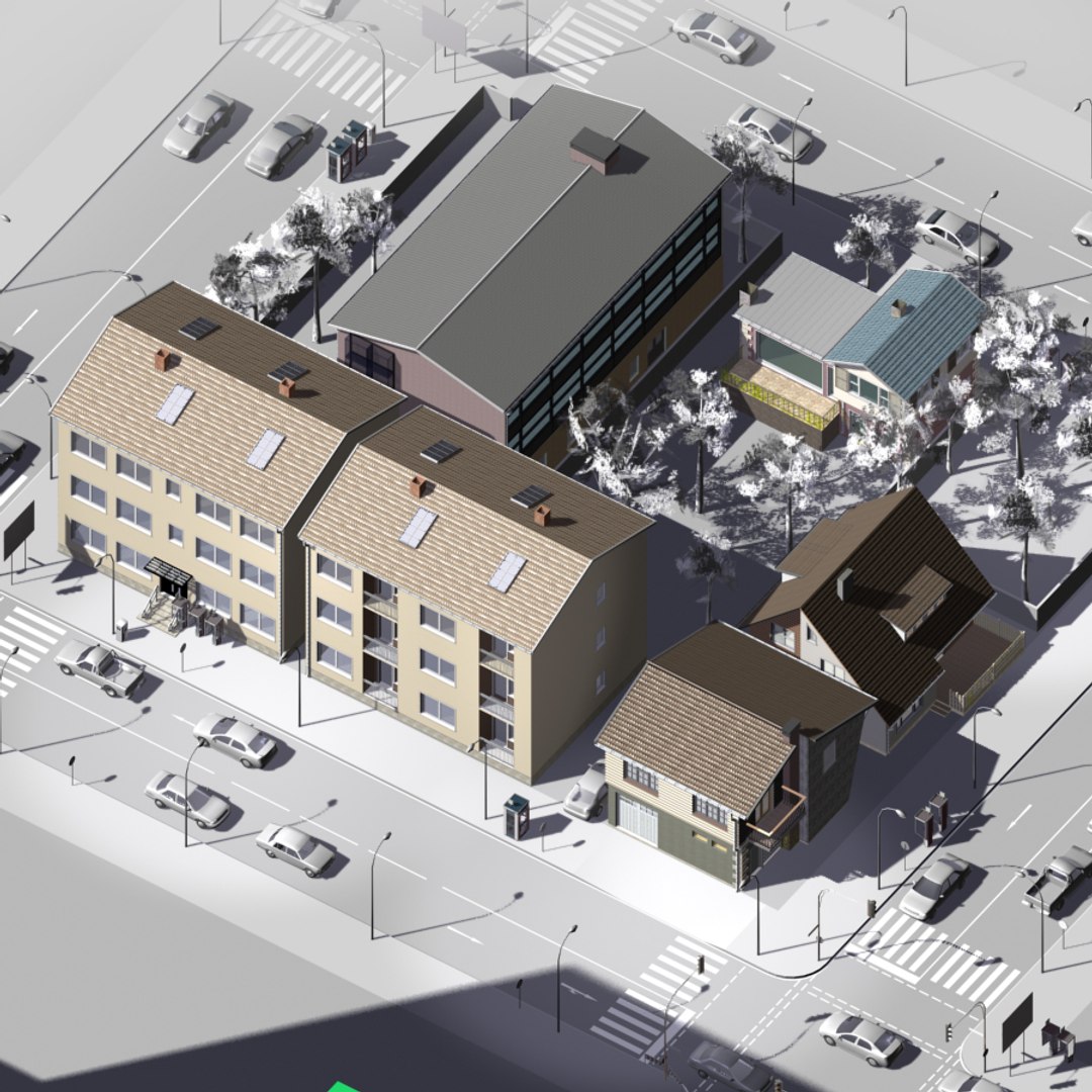 Urban Block Buildings 3d Model