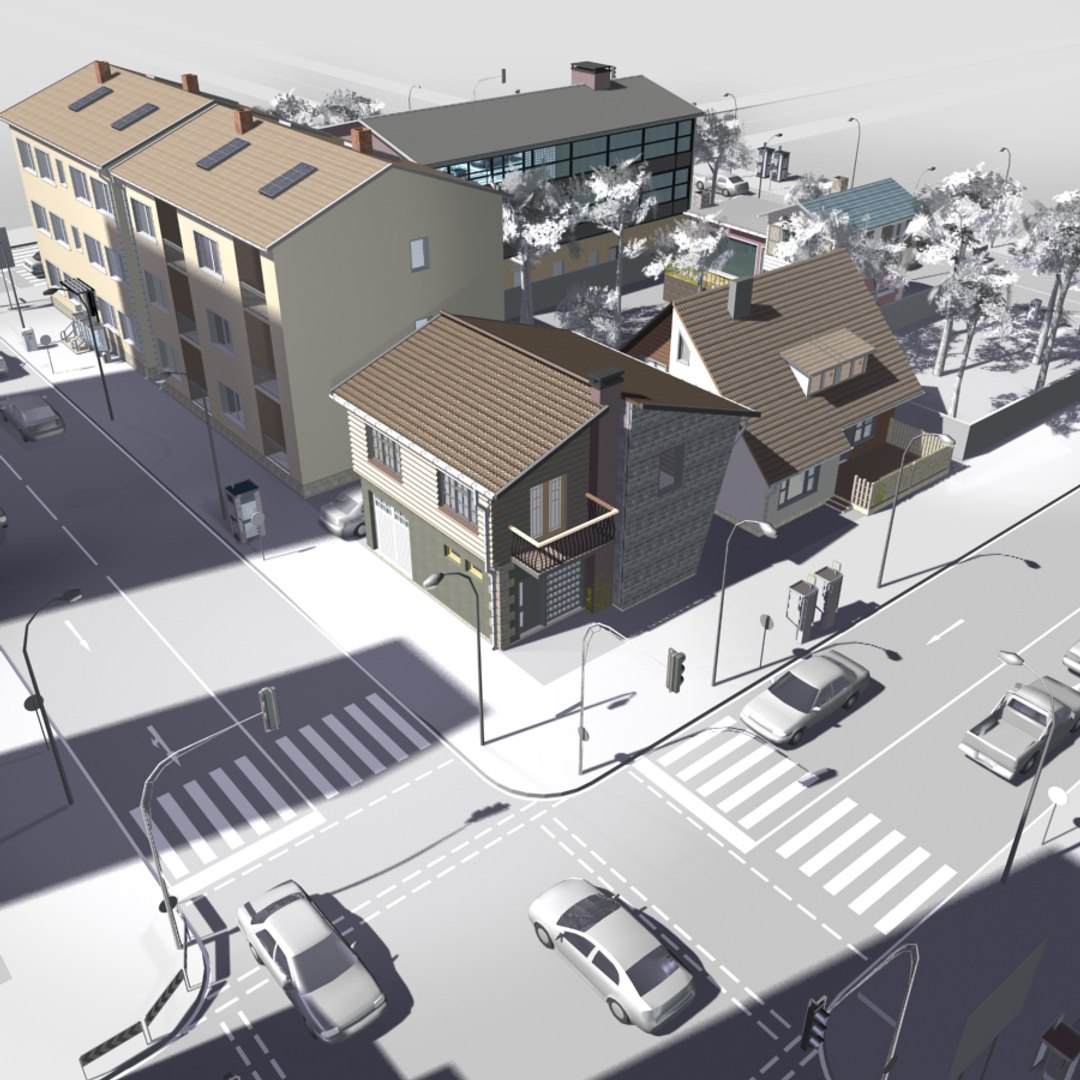 Urban Block Buildings 3d Model
