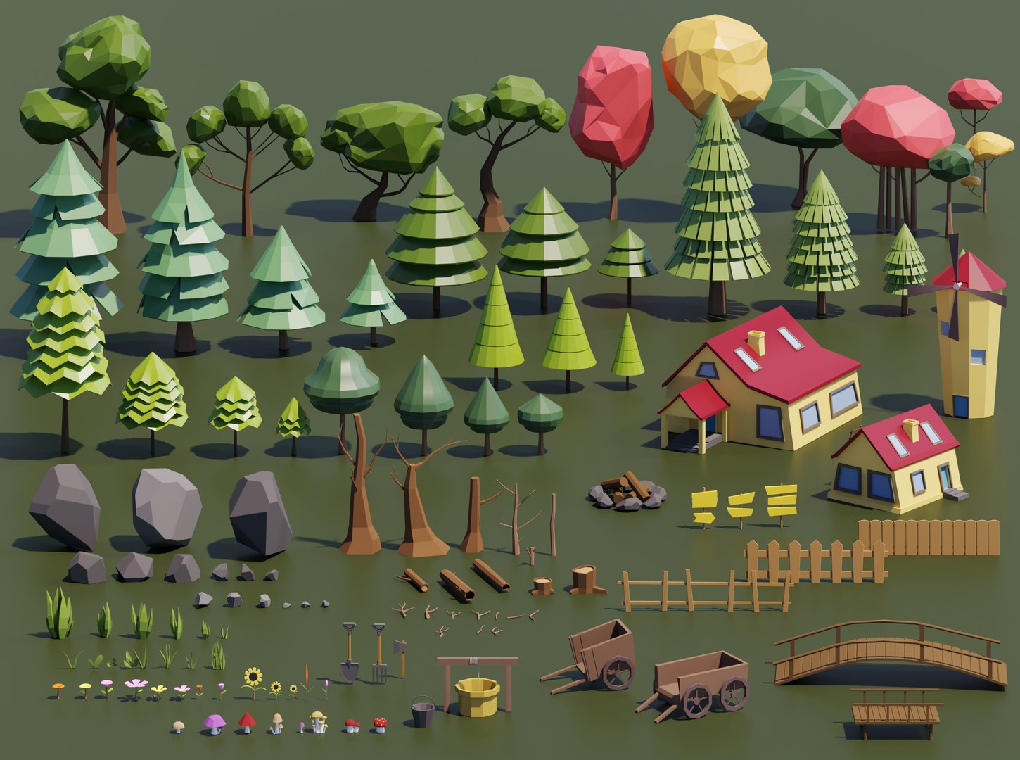 130 Low Poly Cartoon Nature Pack Vol 01 3D Model - TurboSquid 2094511