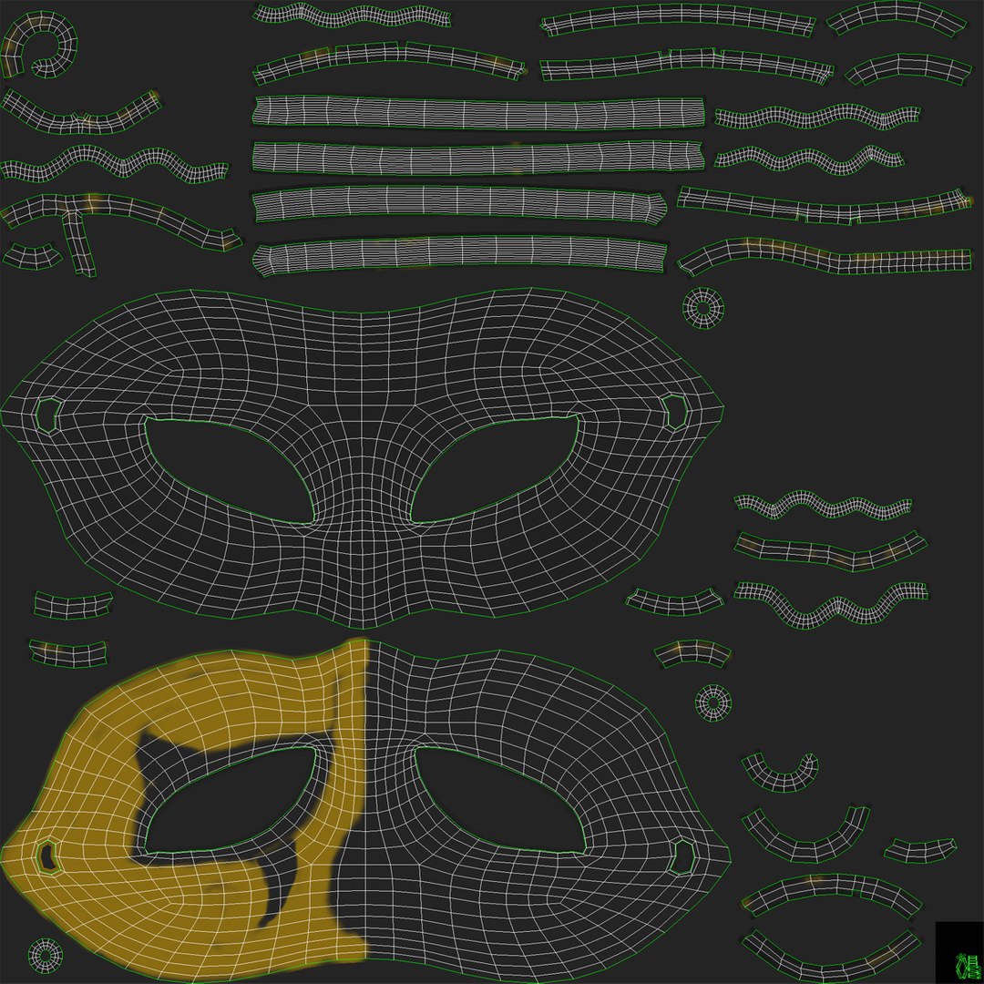 masquerade mask yellow 3d model